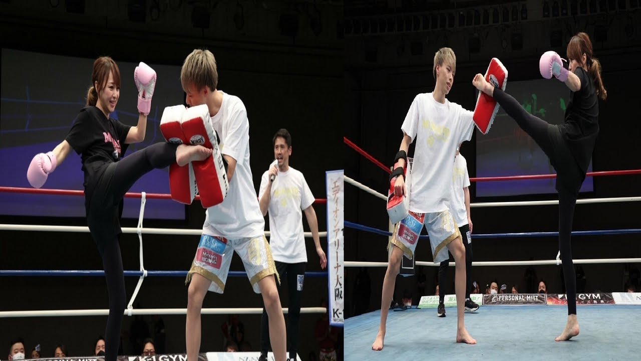 🥊【K-1】渡辺美奈代が華麗なハイキックを披露、後楽園ホールで次男と親子キャッチボールならぬ親子ミット打ち 🥊 - MAGMOE