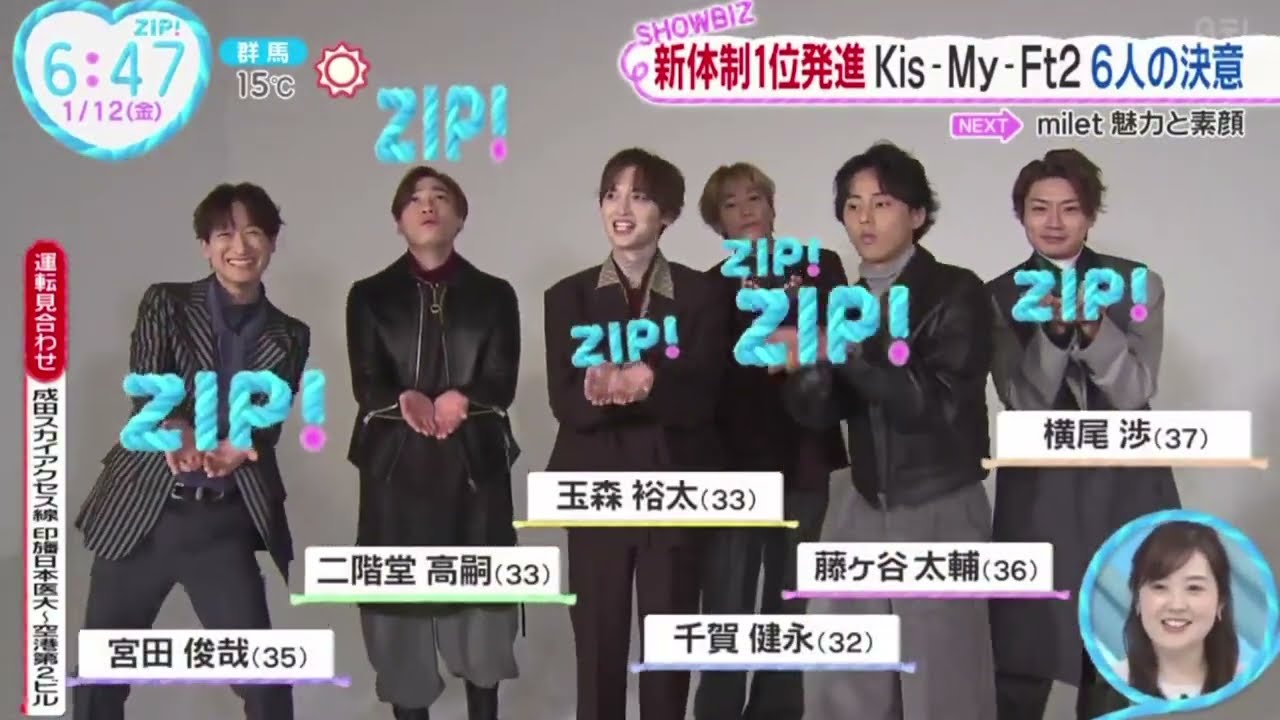 新体制1位発進・Kis－My－Ft2・6人の決意『ZIP!』2024年1月12日【HD】 - MAGMOE