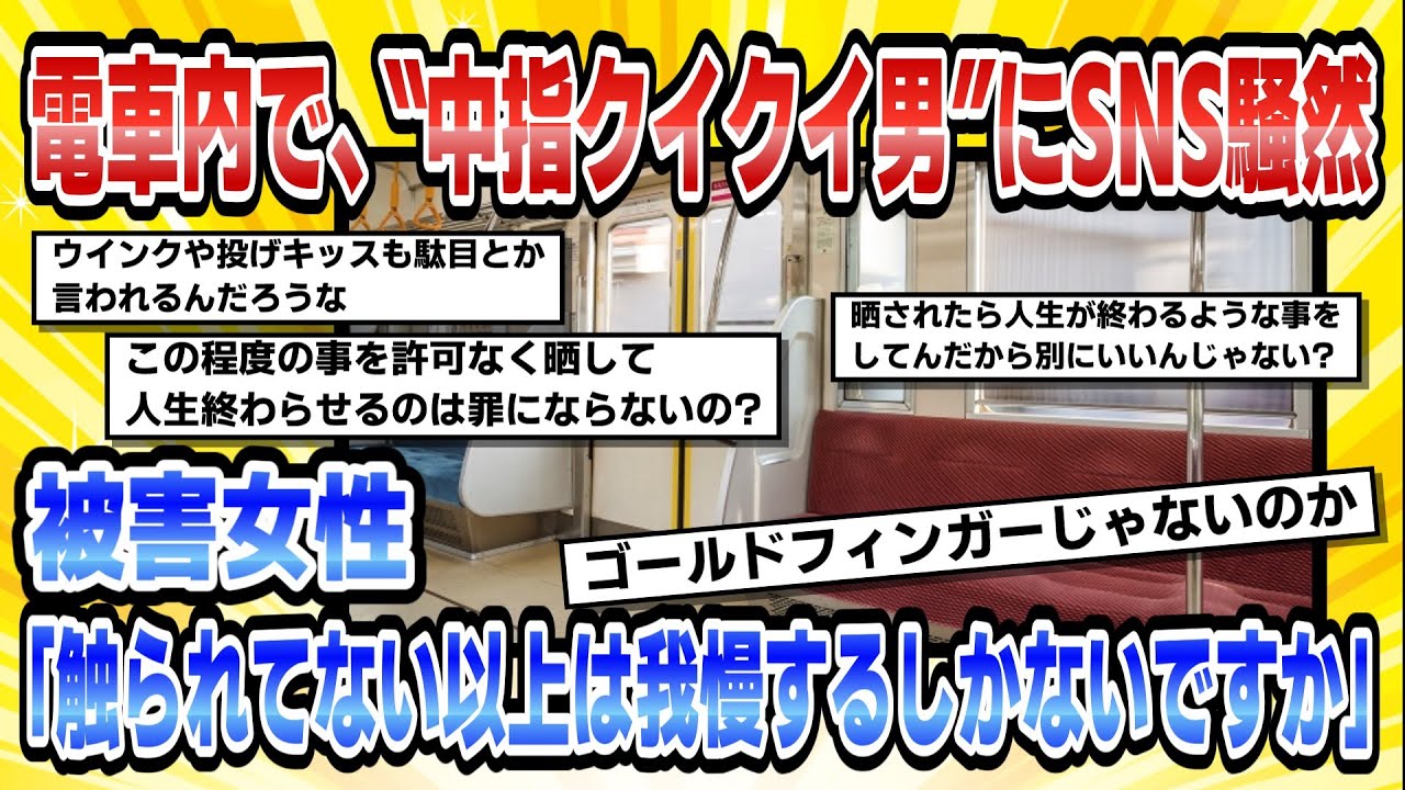 【2ch芸能まとめ】電車内で、‟中指クイクイ男”にSNS騒然被害女性「触られてない以上は我慢するしかないですか」【時事ニュース】 - MAGMOE